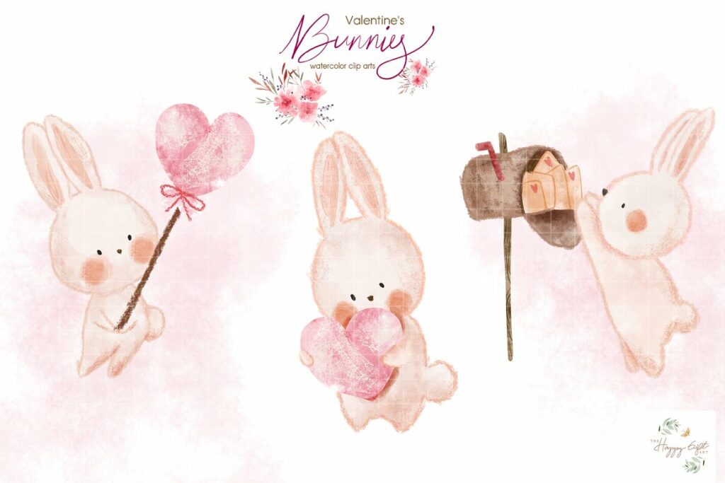 Cute Bunnies Valentine's Day Clipart – MasterBundles