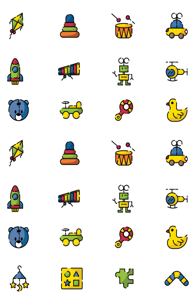 20 Colored Toys Icons Set – MasterBundles