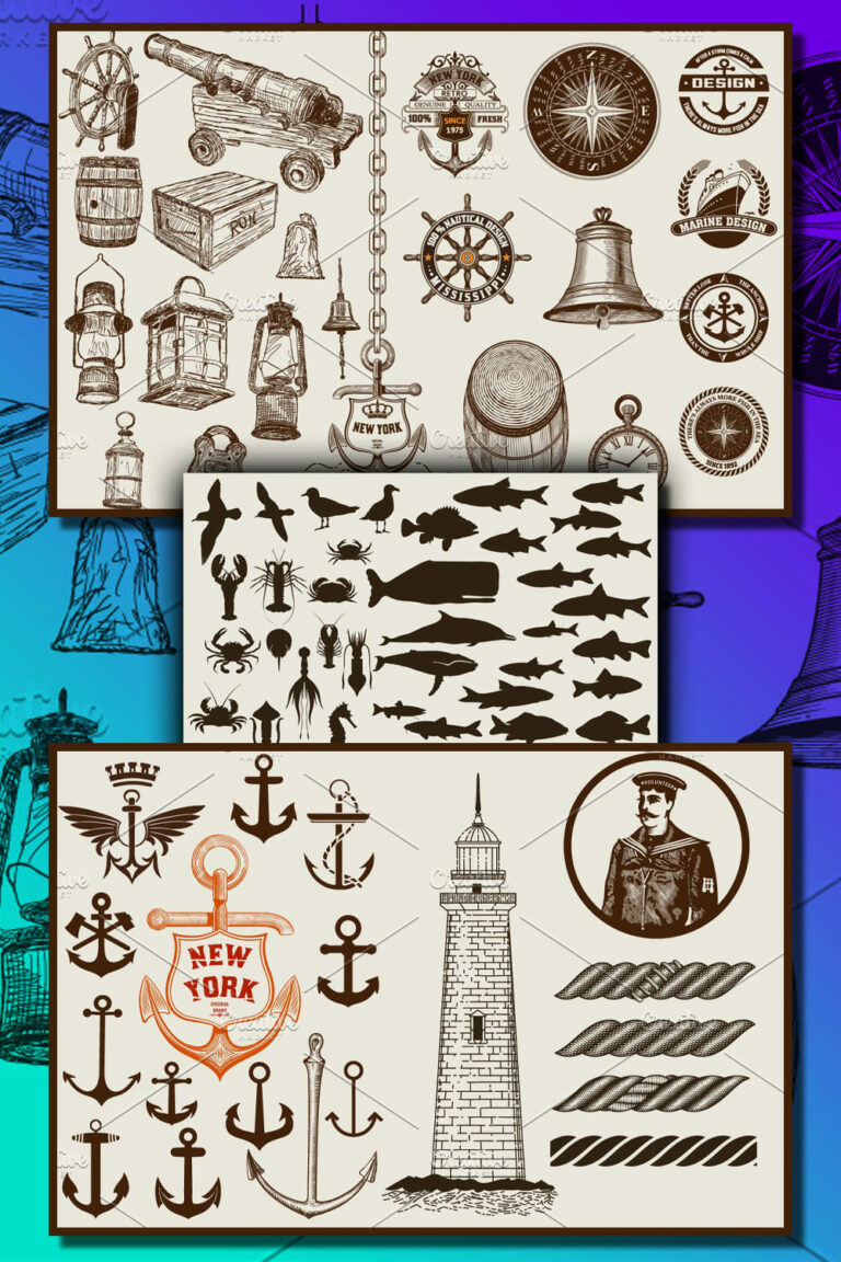 Over 80 Marine Elements Bundle – MasterBundles