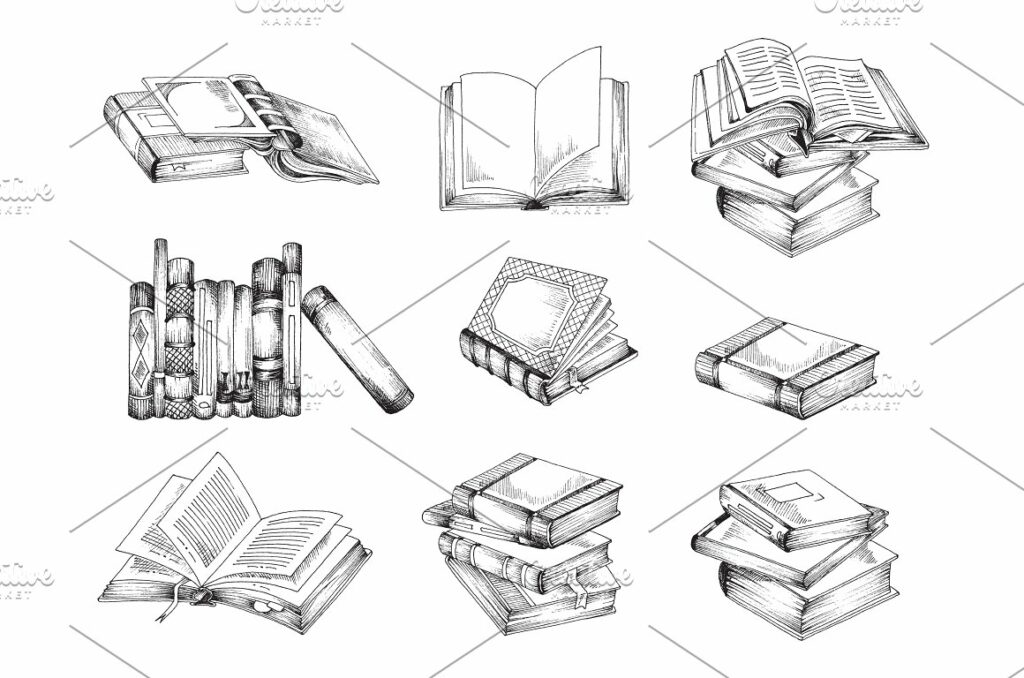 Vector Illustration Of Sketch Set of Books – MasterBundles