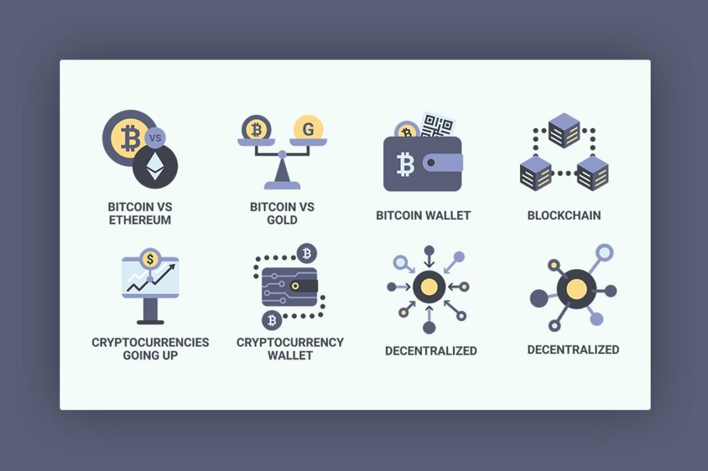 Bitcoin & Blockchain Icon Set – MasterBundles