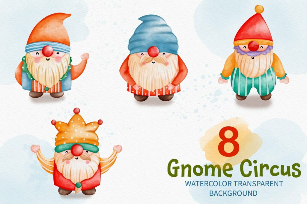 Watercolor Circus Gnome Clipart – MasterBundles