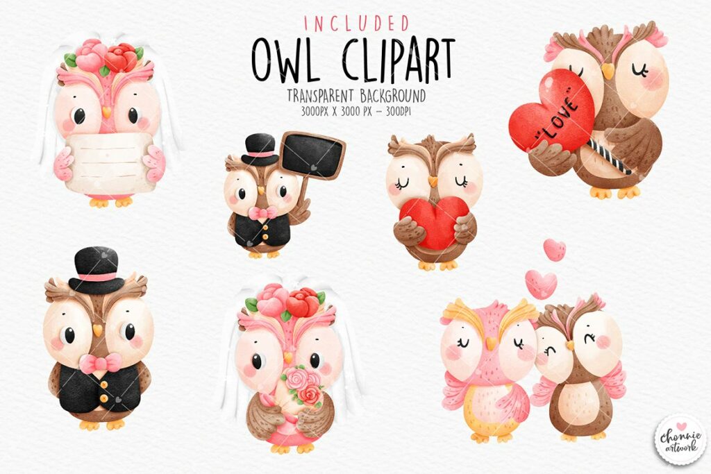 Valentine's Day Owl Clipart – MasterBundles
