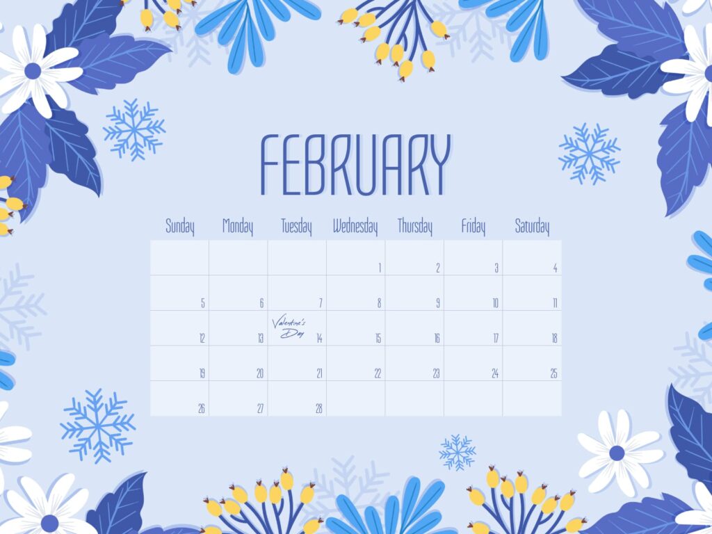 Free February Calendar with Holidays – MasterBundles