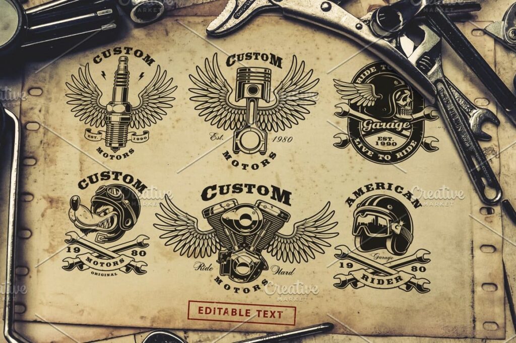 Motorcycle Vector Design Set #1 – MasterBundles