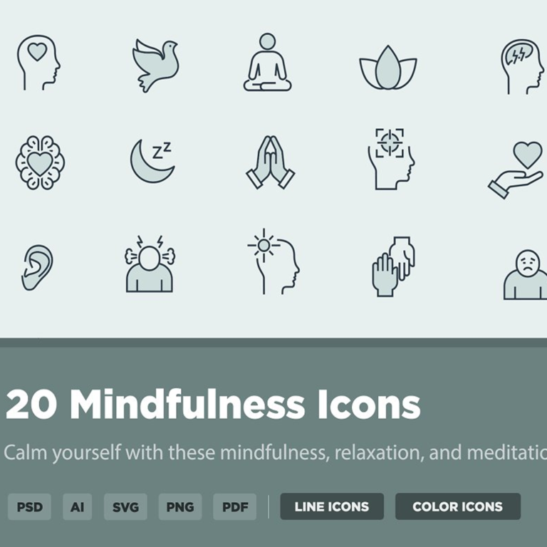 30 Mindfulness Icons – MasterBundles