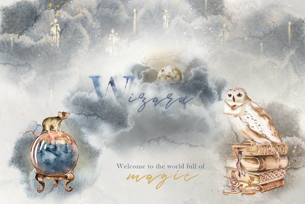 Watercolor Wizard Clipart Set – MasterBundles