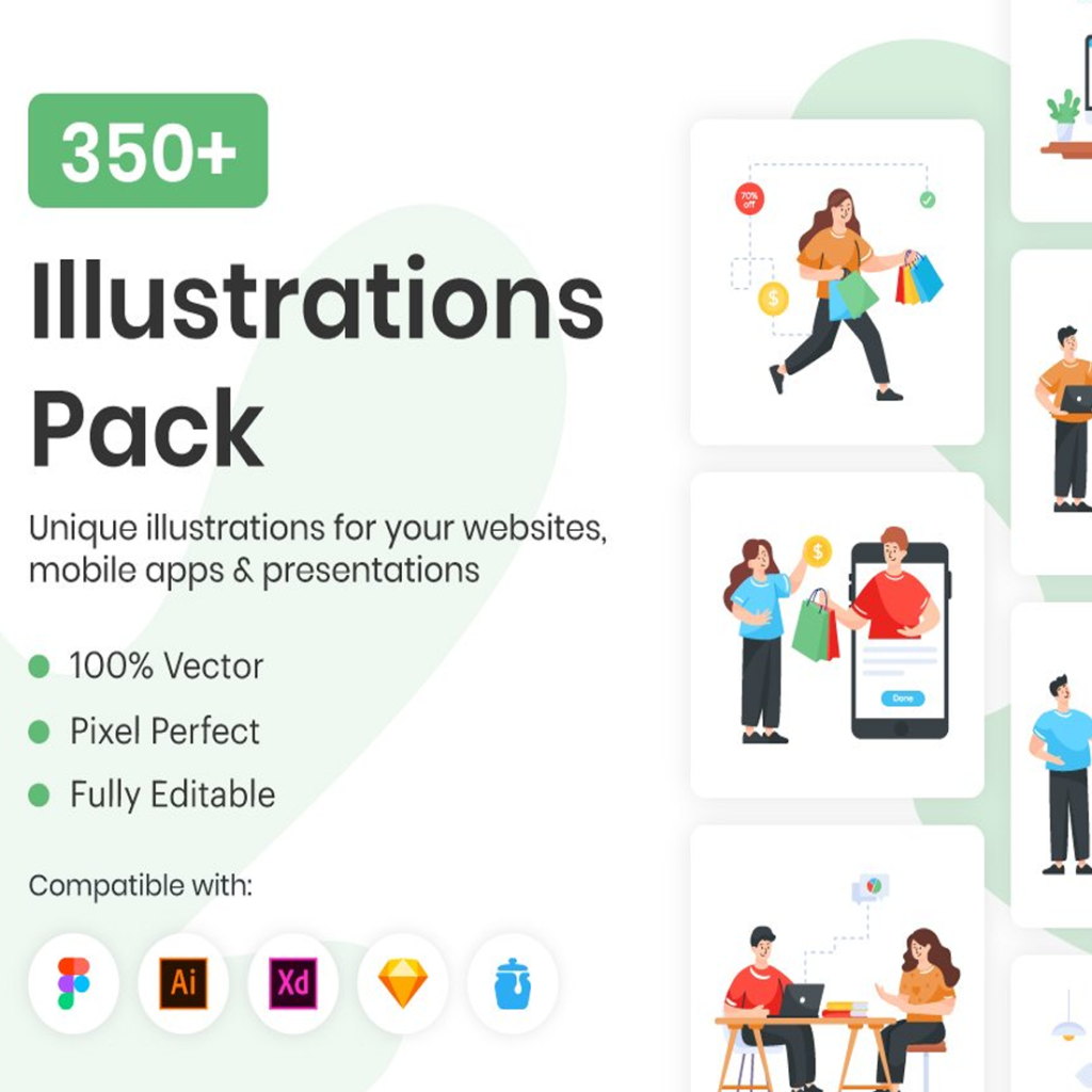 350+ Illustrations Pack – MasterBundles