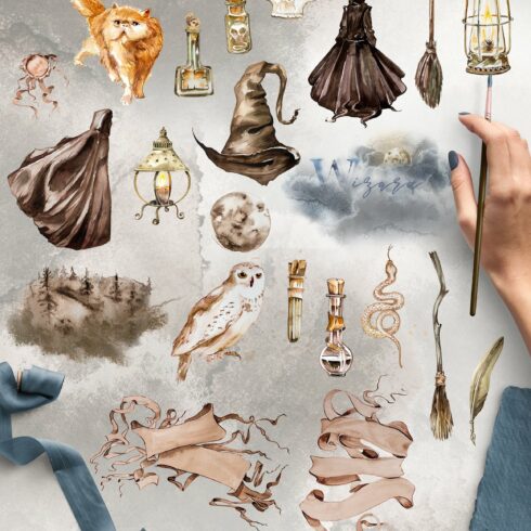 Watercolor Wizard Clipart Set – MasterBundles