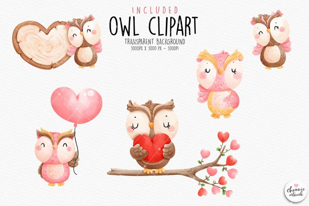 Valentine's Day Owl Clipart – MasterBundles