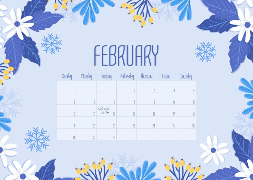 Free February Calendar with Holidays – MasterBundles