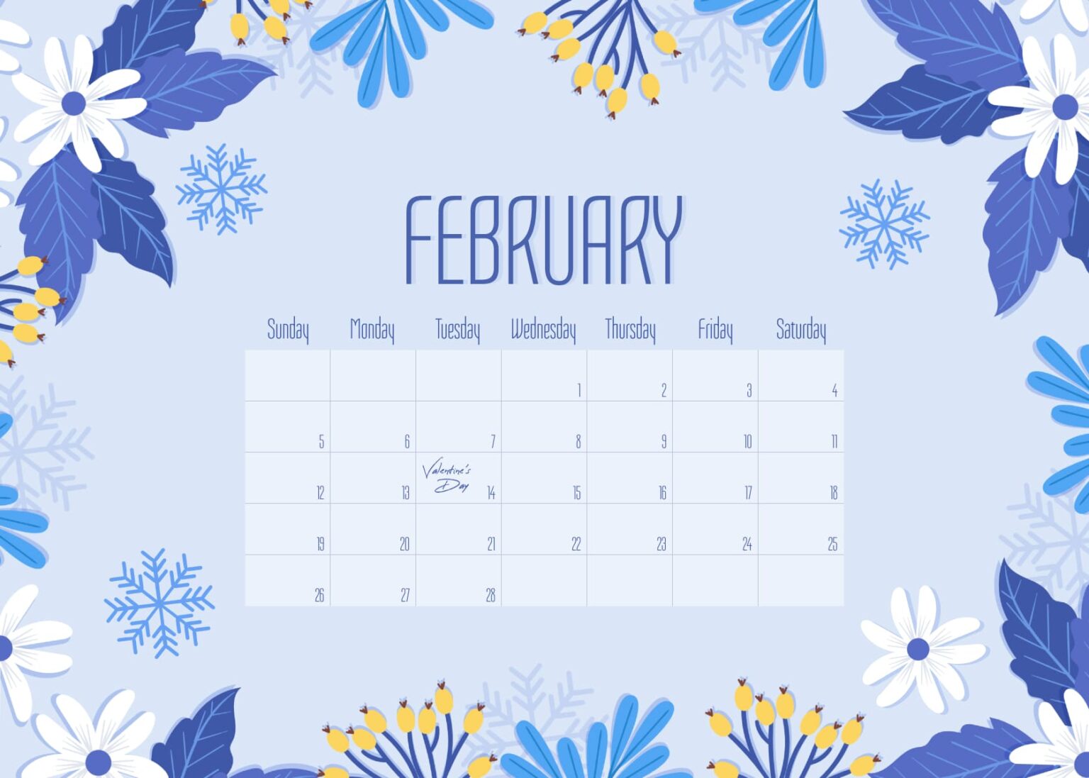 Free February Calendar with Holidays – MasterBundles