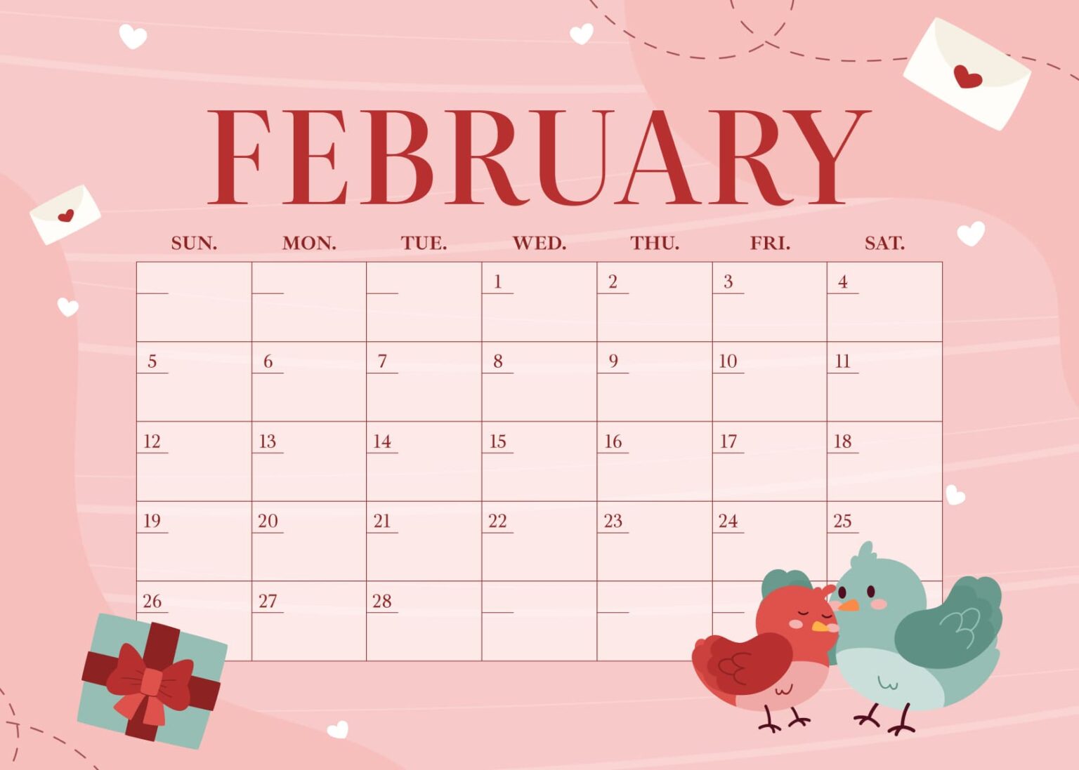Free Calendar for February – MasterBundles