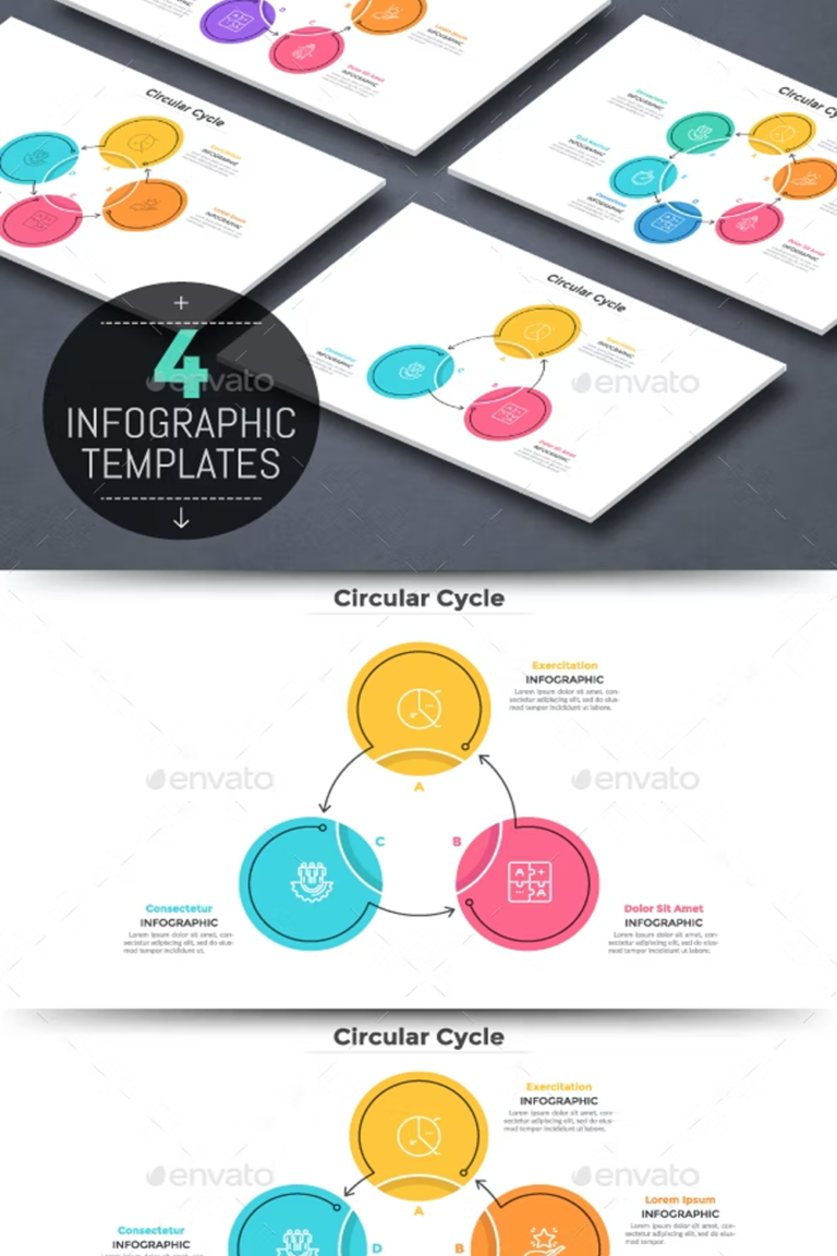 4 Cycle Infographic Templates – MasterBundles
