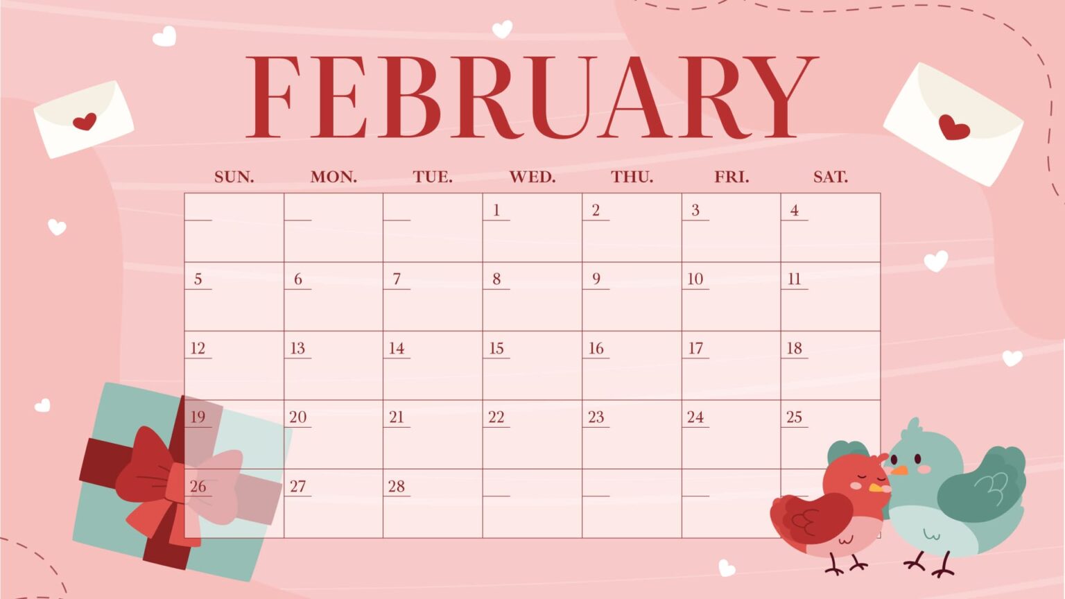 Free Calendar for February – MasterBundles