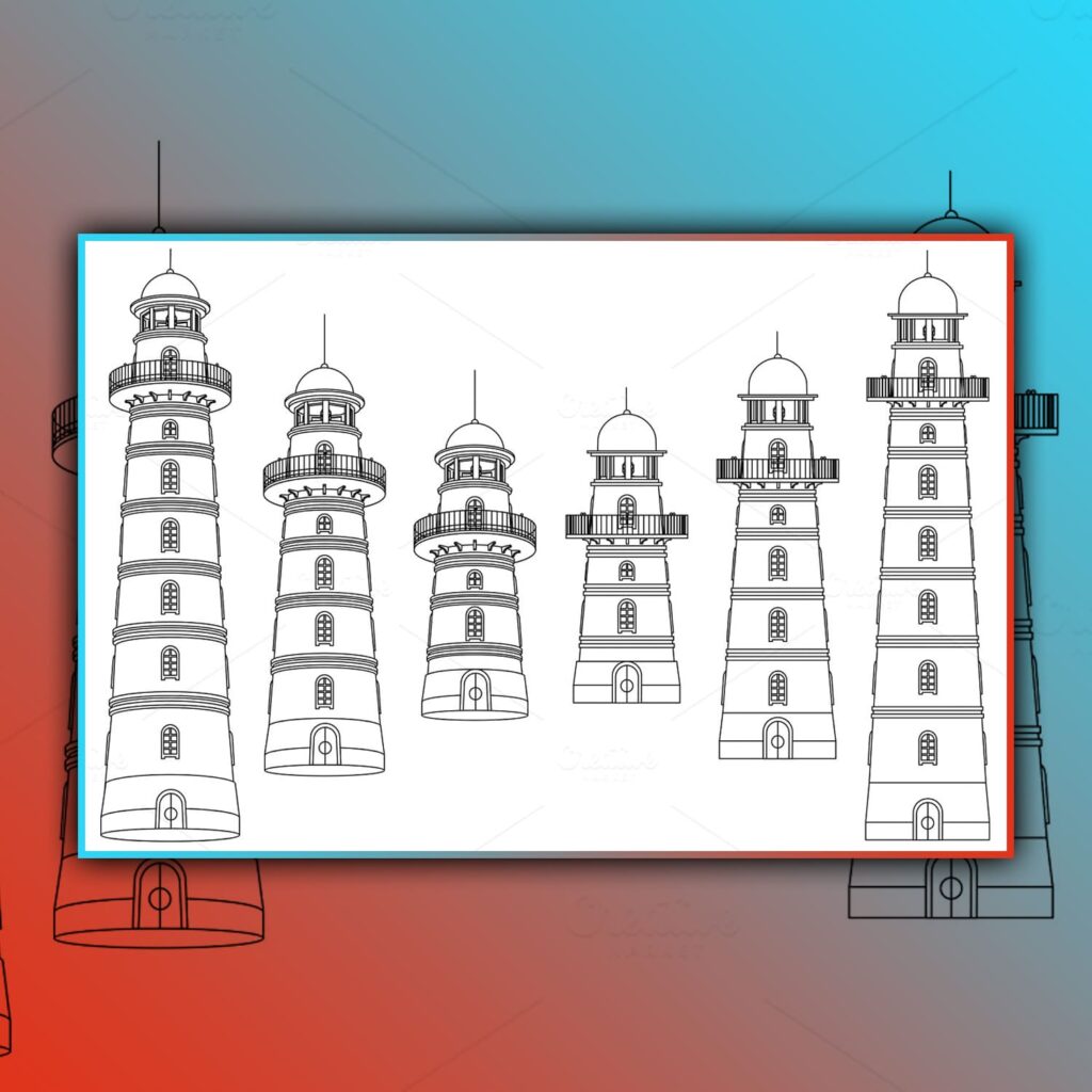 Vector Outline Lighthouse Beacon Set – MasterBundles