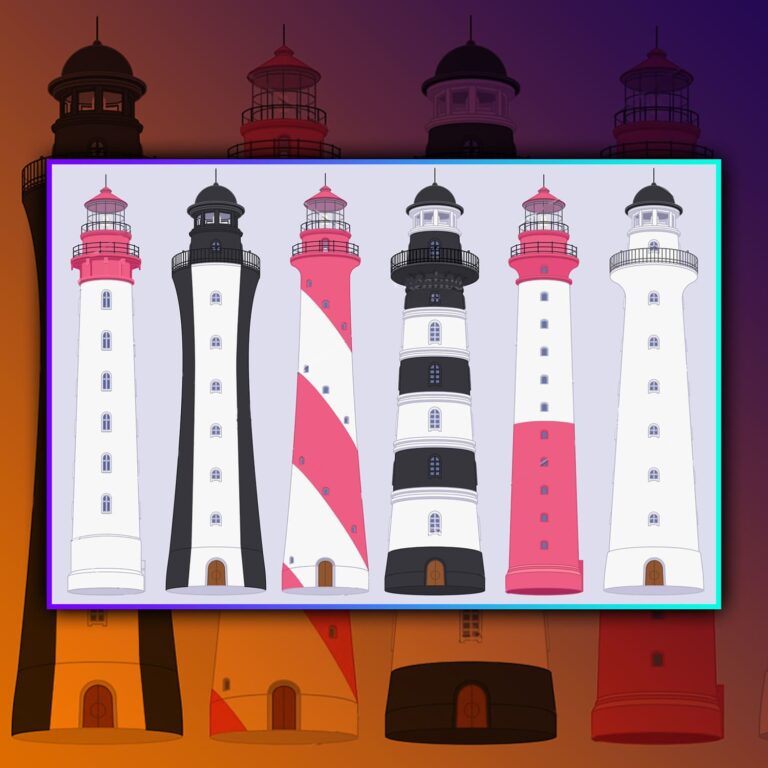 Vector Outline Lighthouse Beacon Set – MasterBundles
