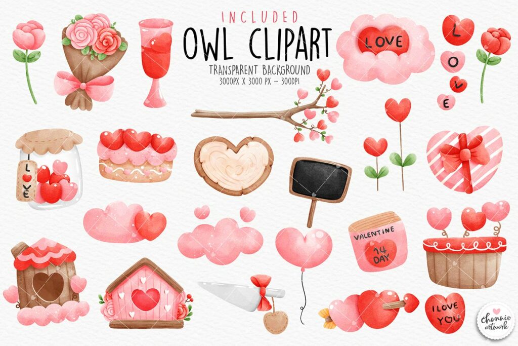Valentine's Day Owl Clipart – MasterBundles