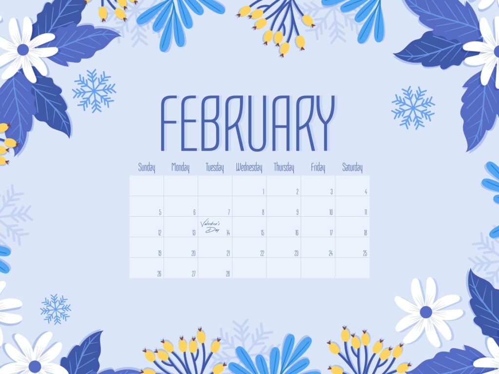 Free February Calendar with Holidays – MasterBundles