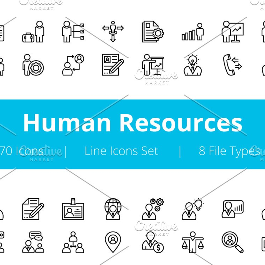 70 Human Resources Line Icons – MasterBundles