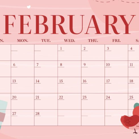 Free Calendar for February – MasterBundles