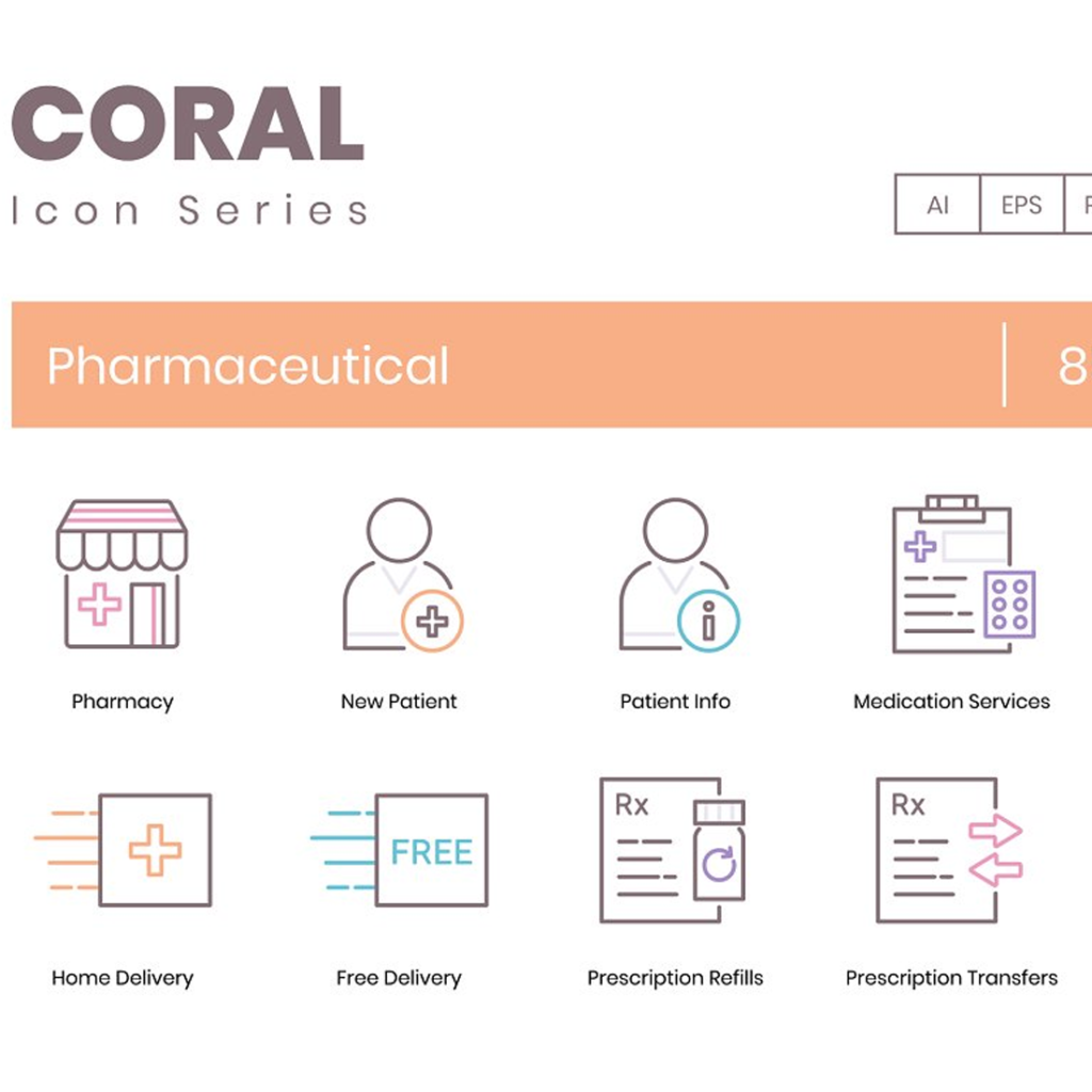 85 Pharmaceutical Icons - Coral – MasterBundles