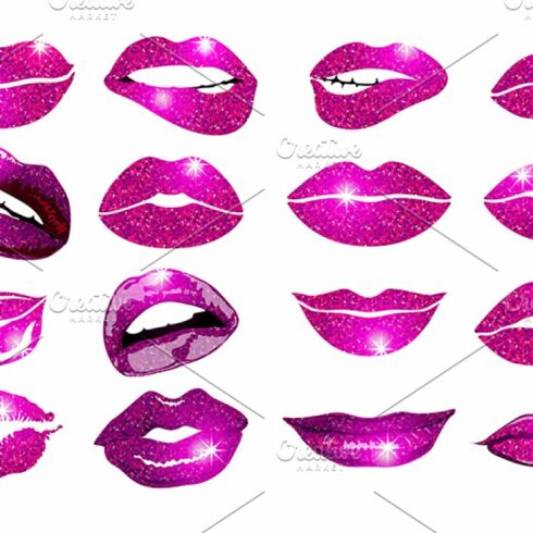 Vector, Lips Pink Set Design Glitter – MasterBundles