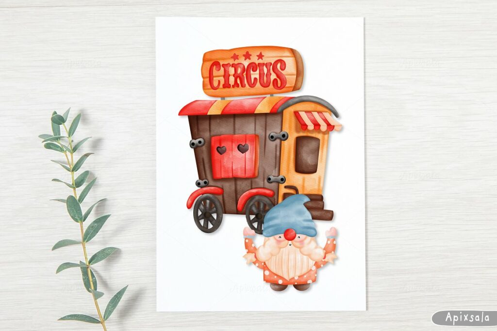 Watercolor Circus Gnome Clipart – MasterBundles