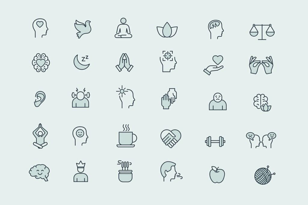 30 Mindfulness Icons – MasterBundles