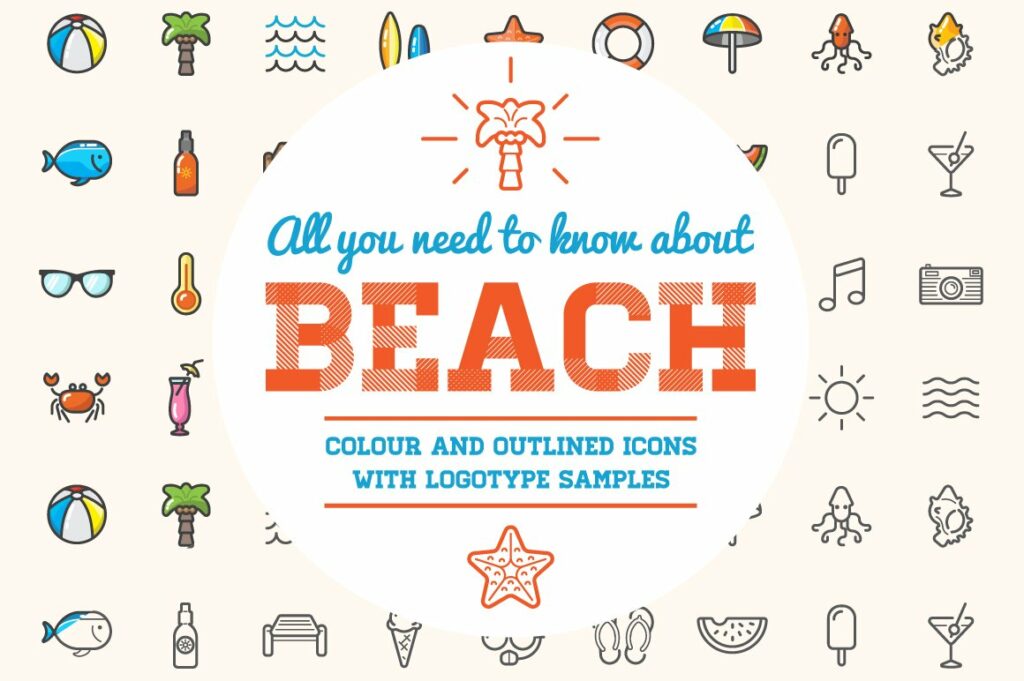 Awesome BeachBar Icons And Logo Set – MasterBundles