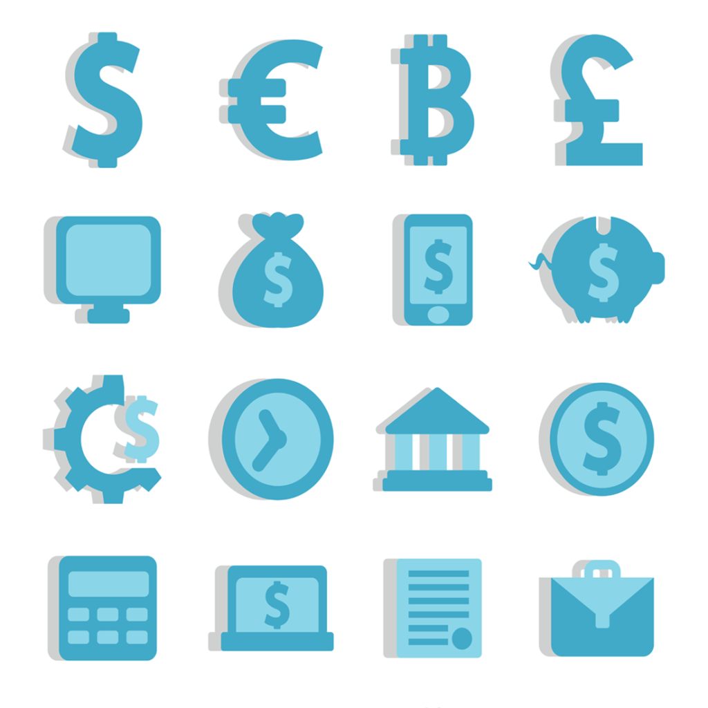 Blue Finance Icons Set Masterbundles