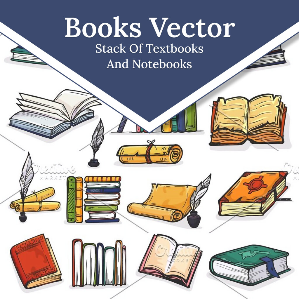 Books Vector Stack Of Textbooks – MasterBundles