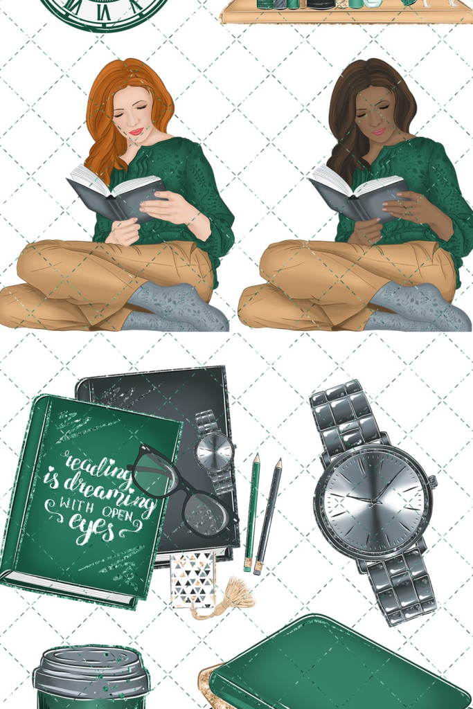 Bookworm Watercolor Fashion Clipart – MasterBundles