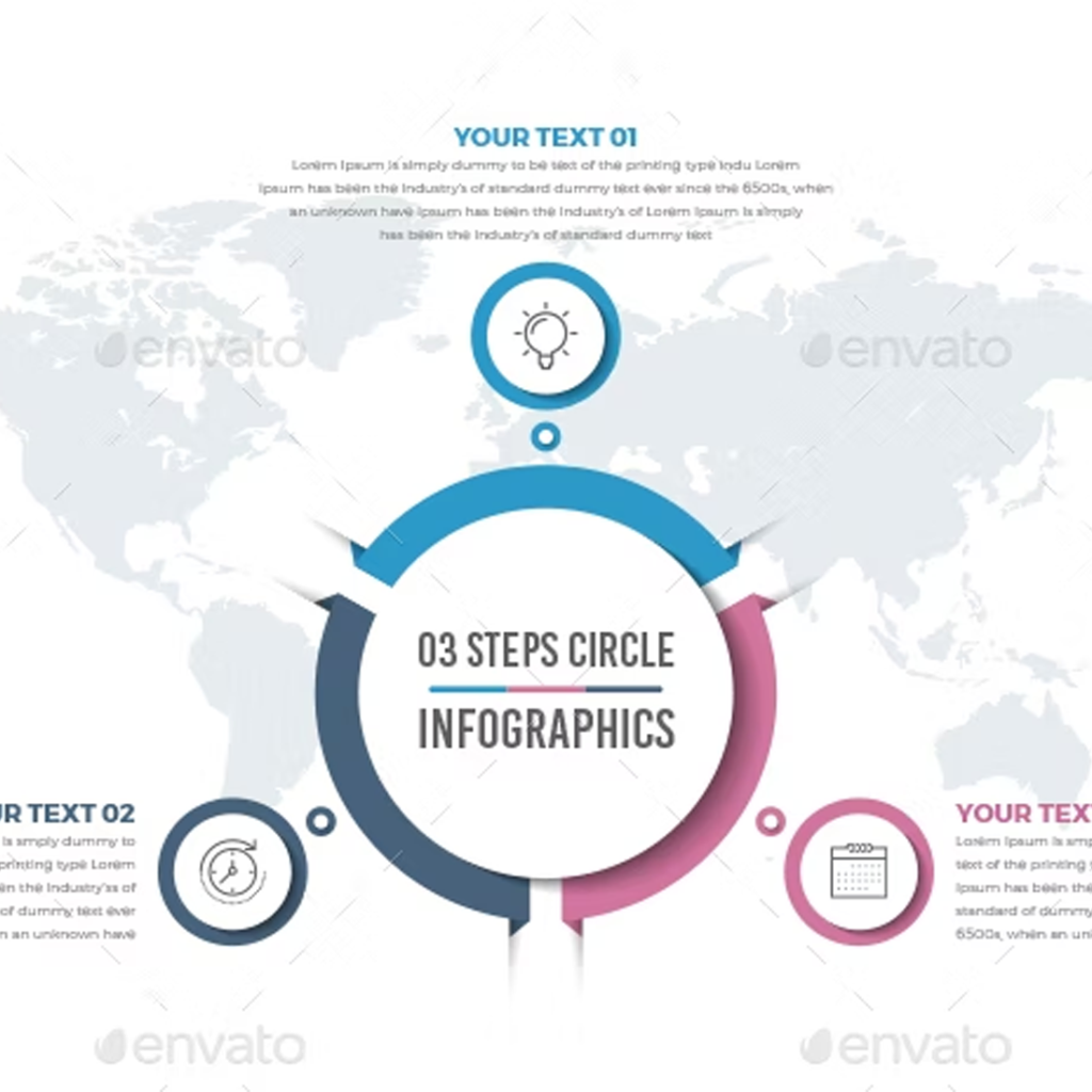 Business Circle Infographics With 3 Steps – MasterBundles