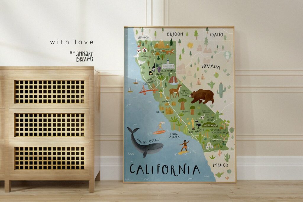 California. Map & Patterns – MasterBundles