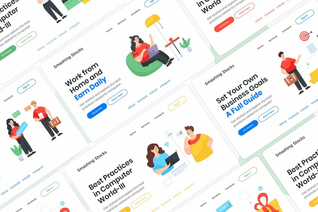 350+ Illustrations Pack – MasterBundles