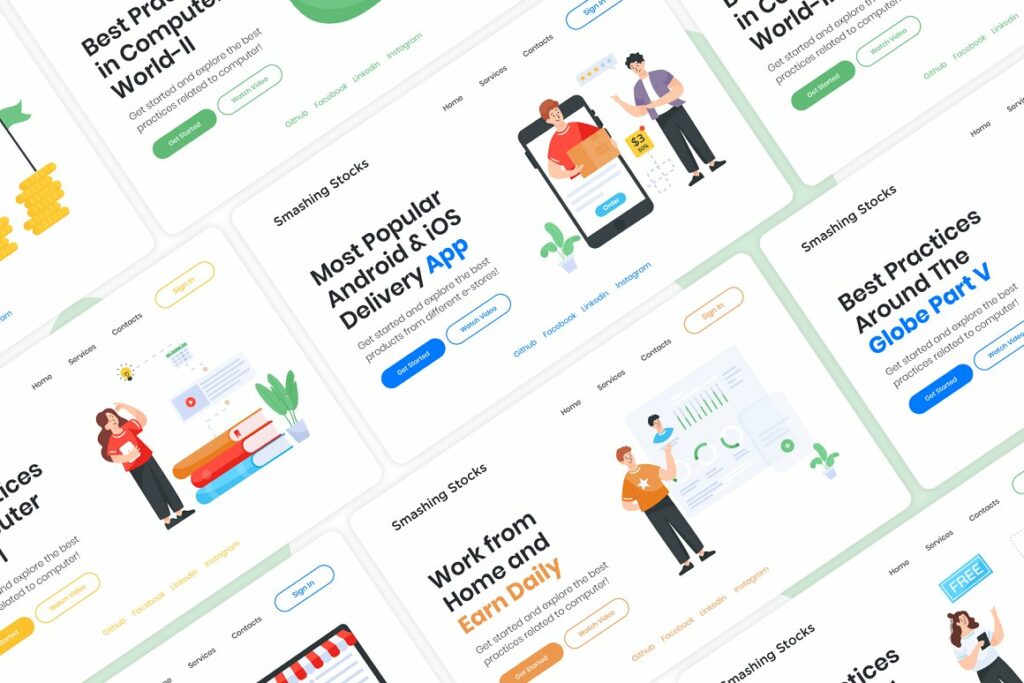 350+ Illustrations Pack – MasterBundles