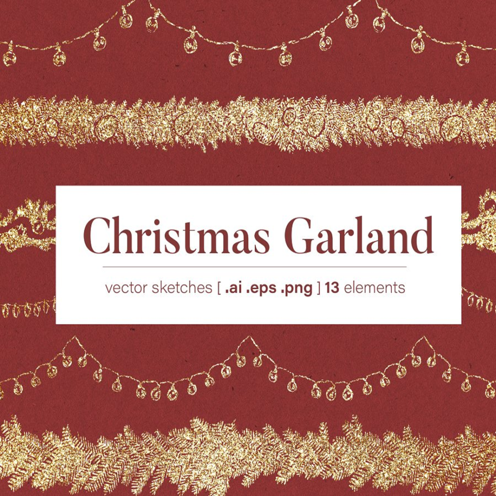 Christmas Garlands + Paper Texture – MasterBundles