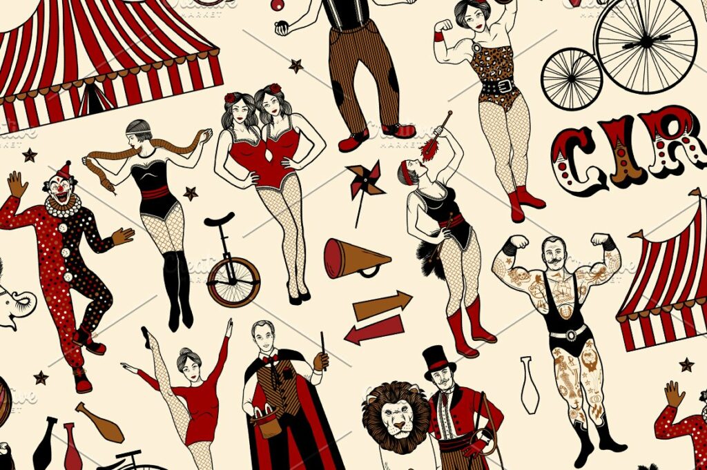 Seamless Circus Pattern. – MasterBundles