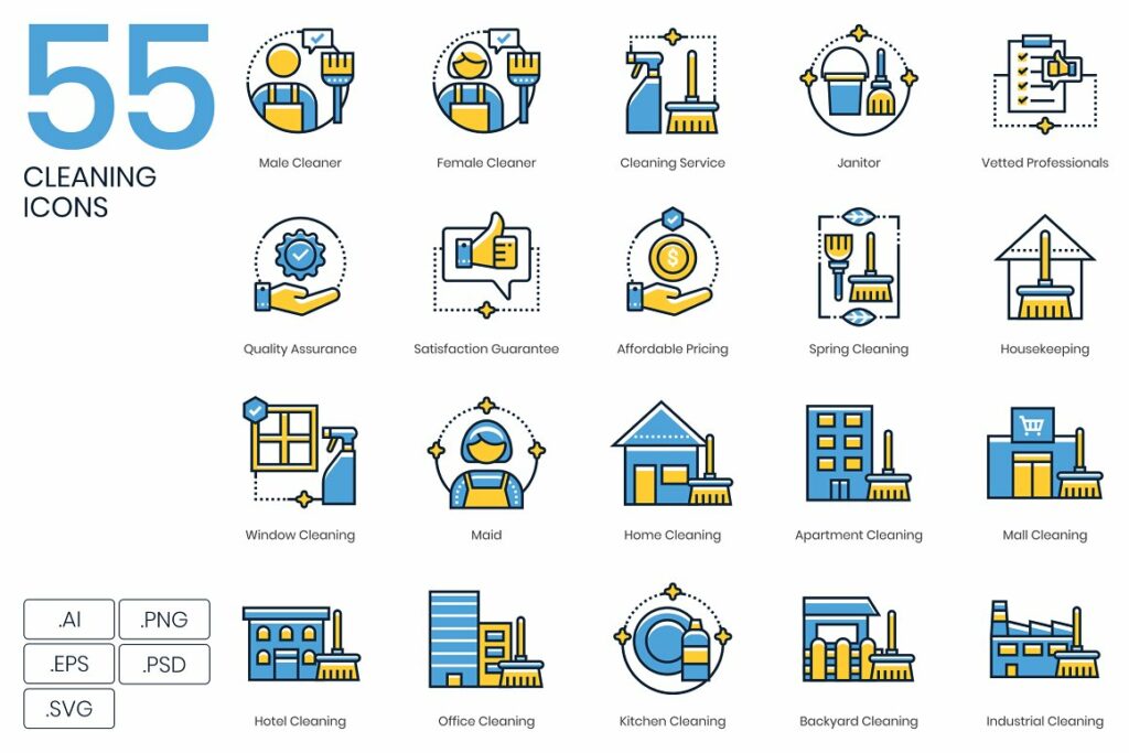 55 Cleaning Icons | Kinetic Series – MasterBundles