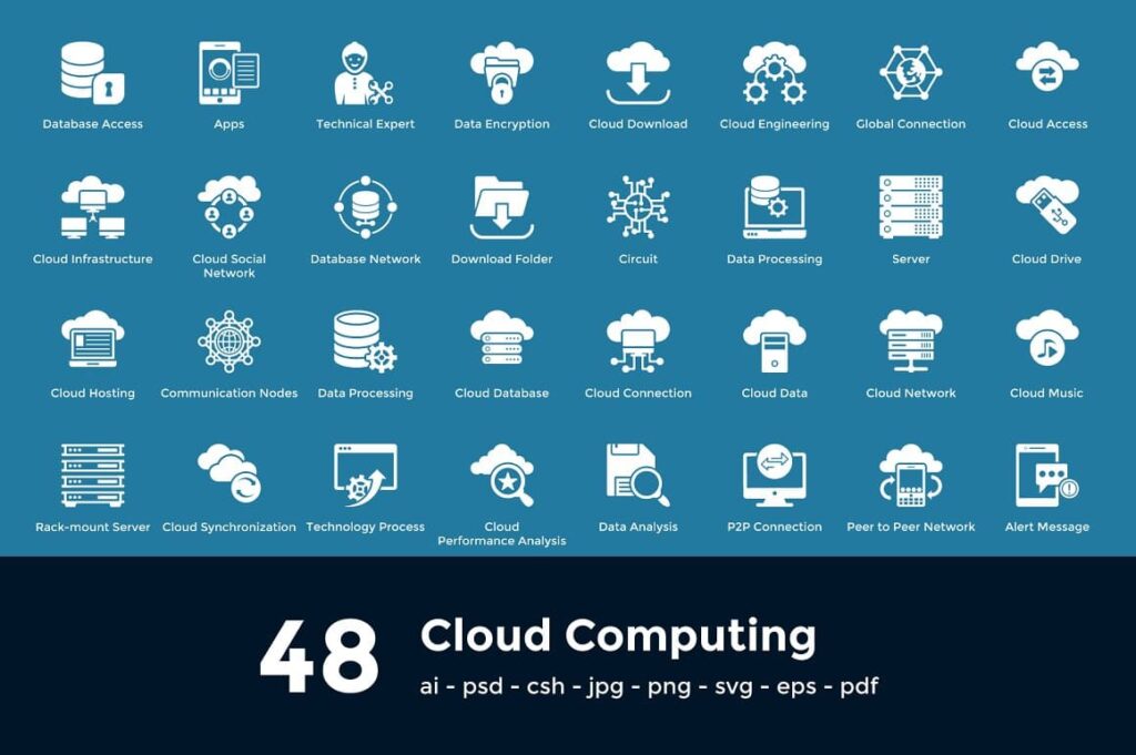 48 Cloud Computing Icons – MasterBundles