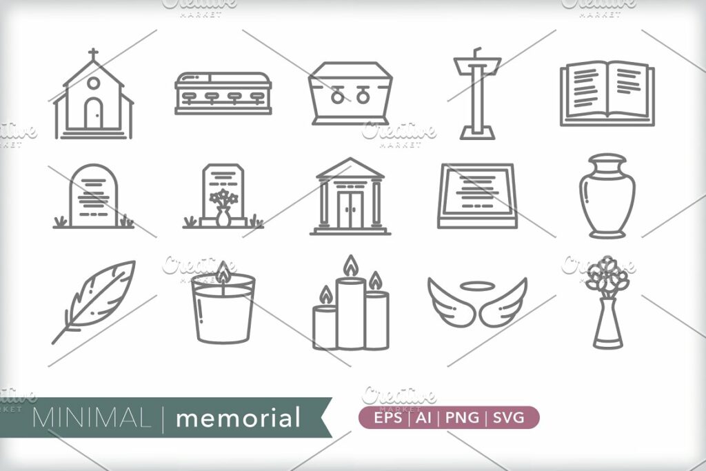 Minimal Memorial Icons – MasterBundles