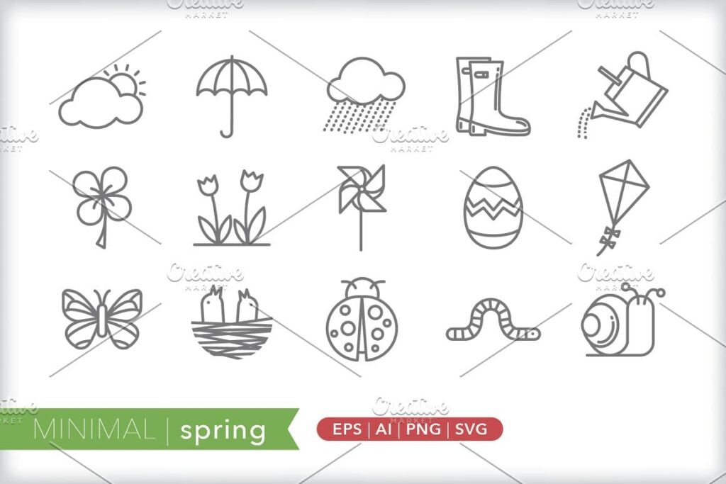 Minimal Spring Icons – MasterBundles