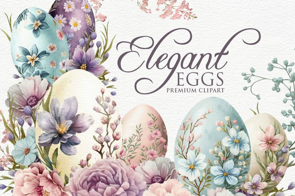 Floral Easter Eggs Clipart – MasterBundles