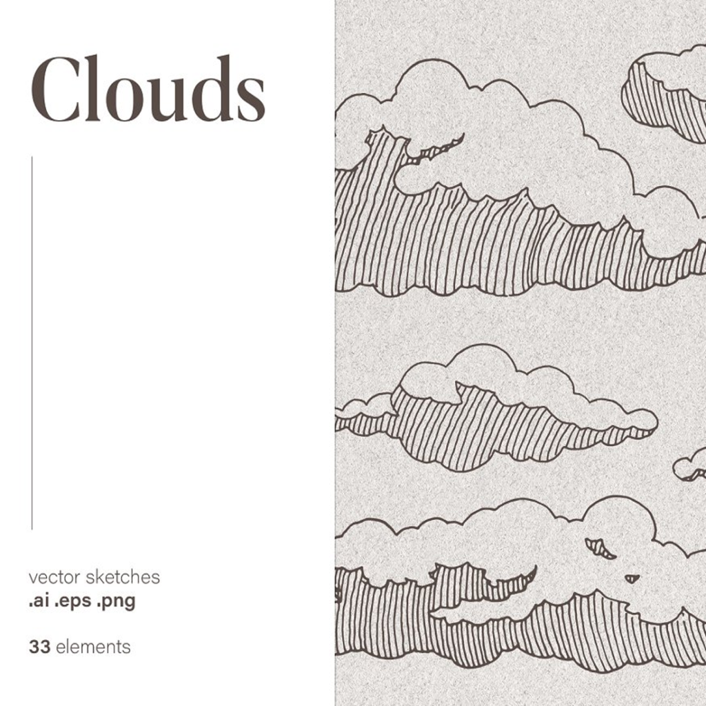 Collection Of Clouds Drawings – MasterBundles