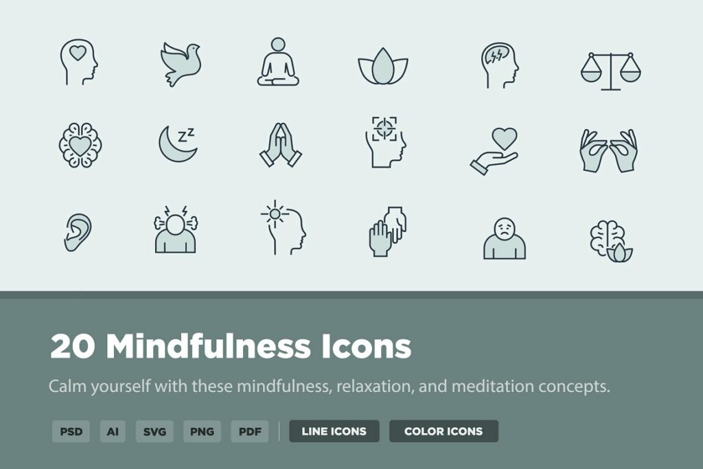 30 Mindfulness Icons – MasterBundles