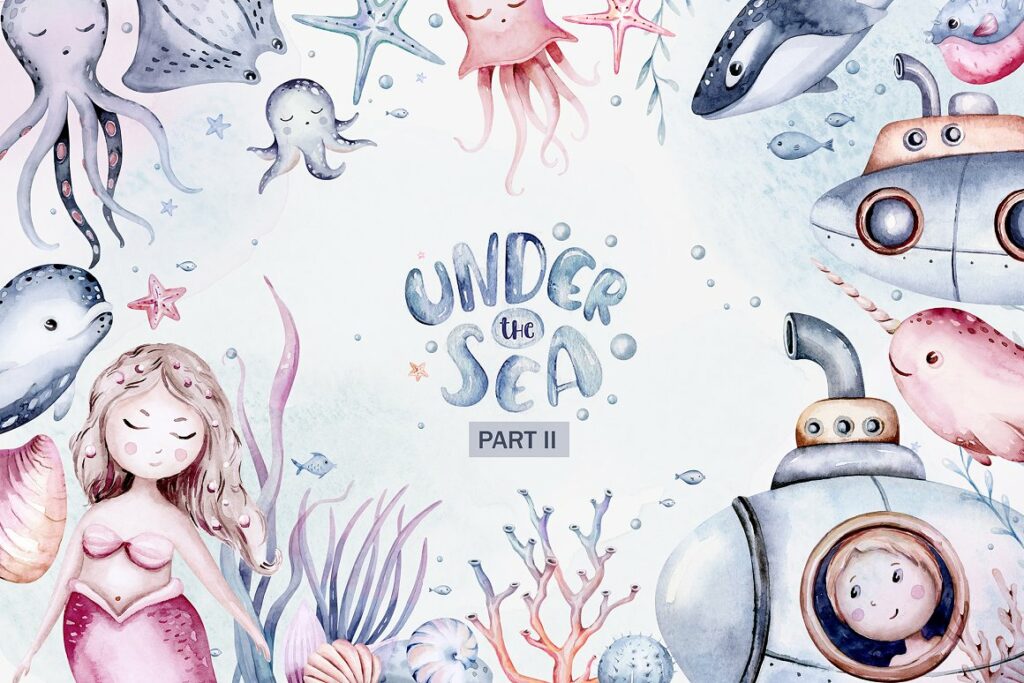 Under The Sea Watercolor Set Part II – MasterBundles