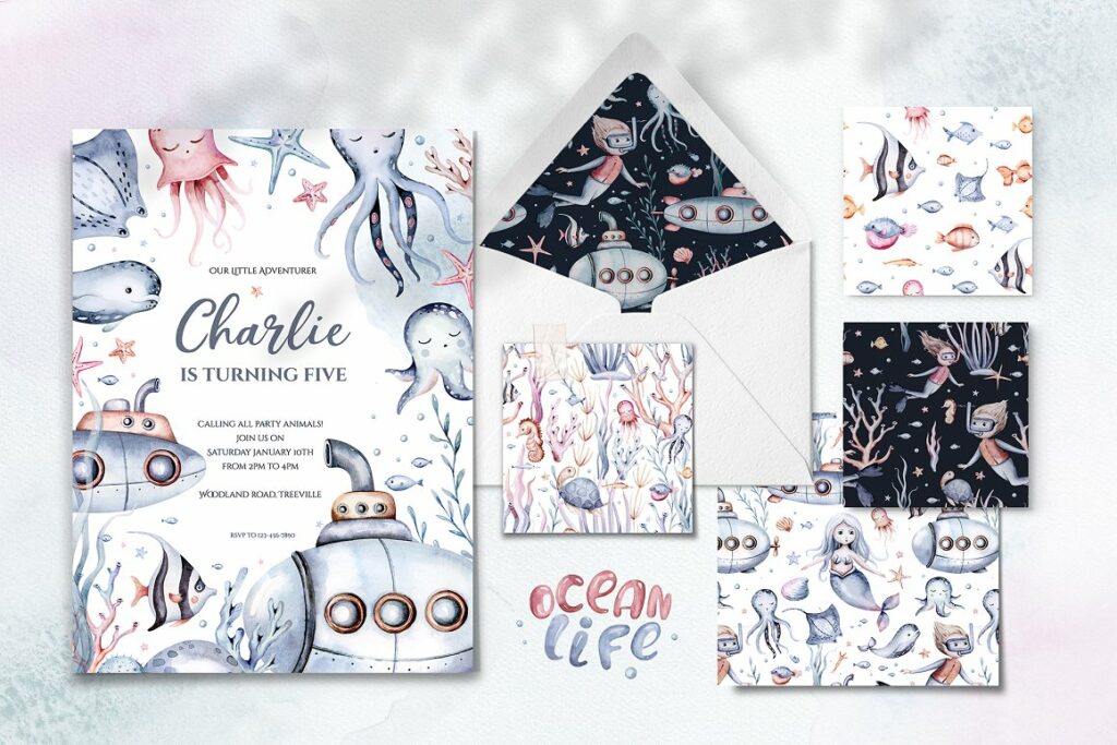 Under The Sea Watercolor Set Part II – MasterBundles