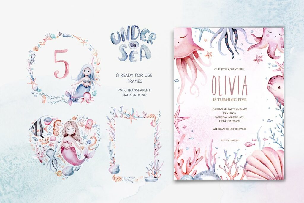 Under The Sea Watercolor Set Part II – MasterBundles