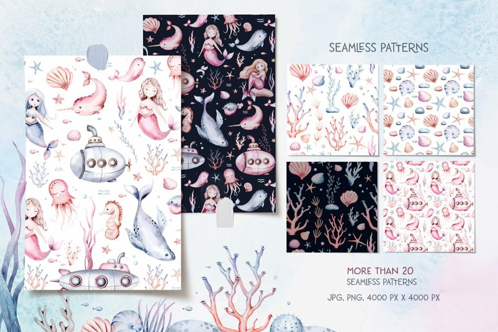 Under The Sea Watercolor Set Part II – MasterBundles